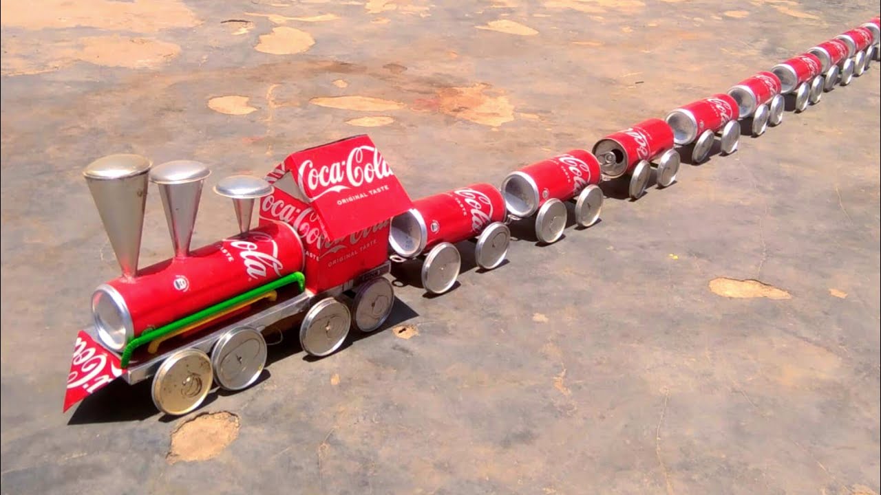How to make a longest train using coca-cola cans | amazing toy train ...