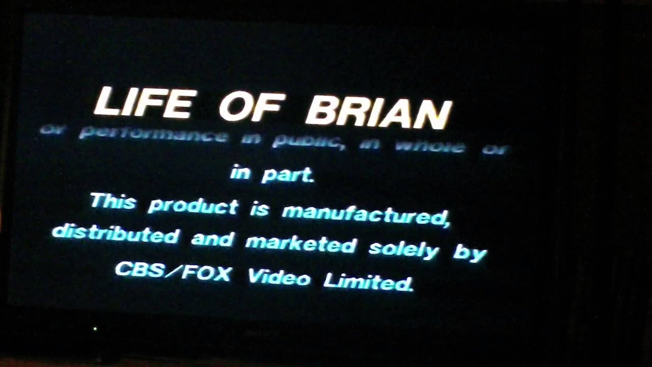 Opening to Monty Python's Life of Brian UK VHS (1988) - YouTube