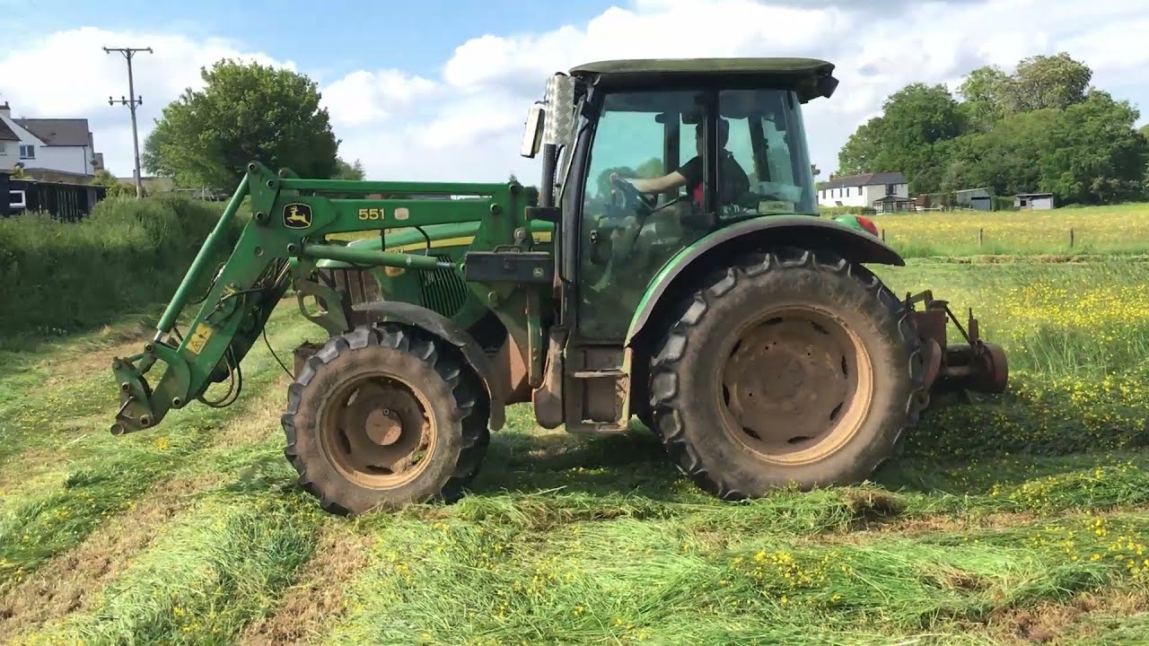 John Deere 5720 with Fahr KM22 Mower - Grass Silage 2021 - YouTube