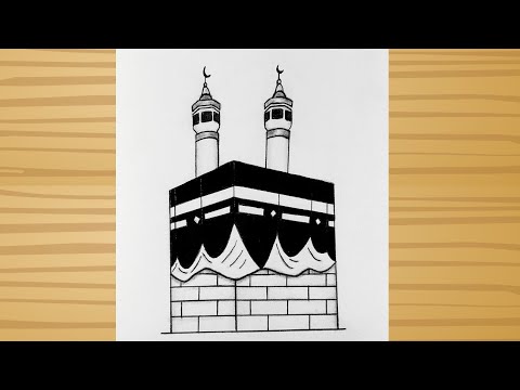 Kaaba Drawing Tutorial - Easy Drawing / How to draw Makkah - pencil ...