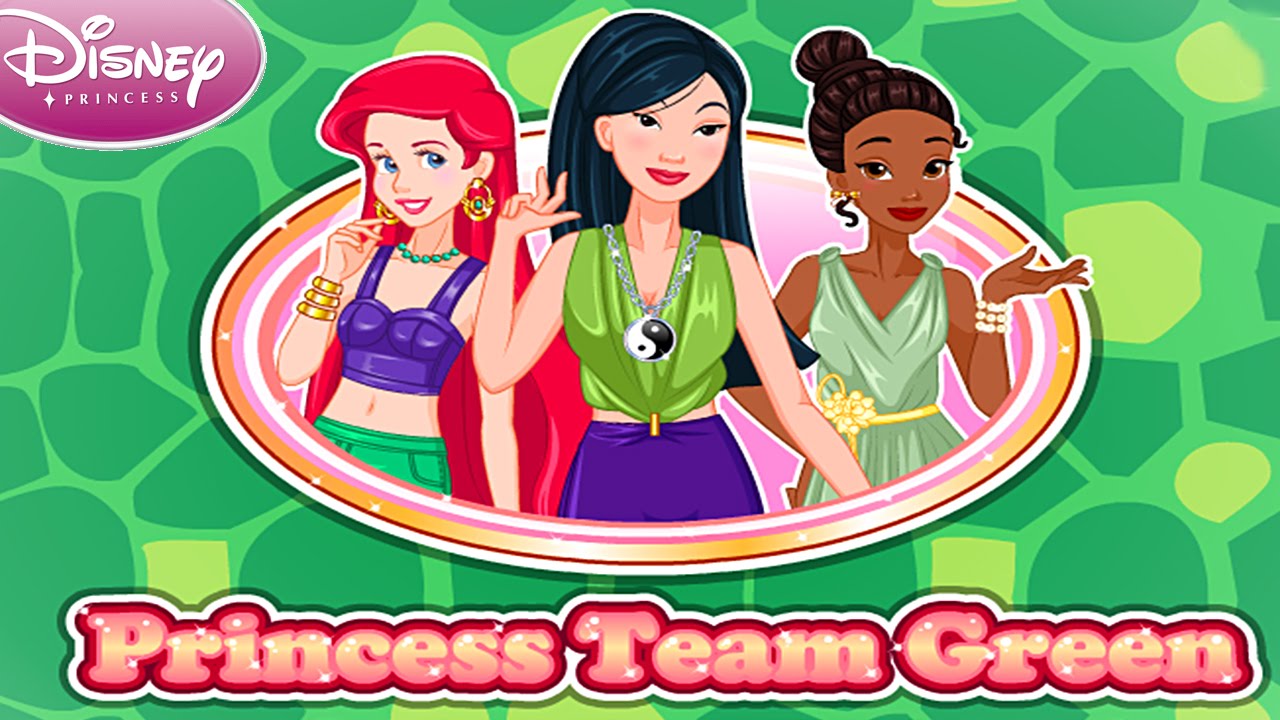 🚀 Disney Princess Team Green: Ariel, Mulan And Tiana Dress Up Game For ...