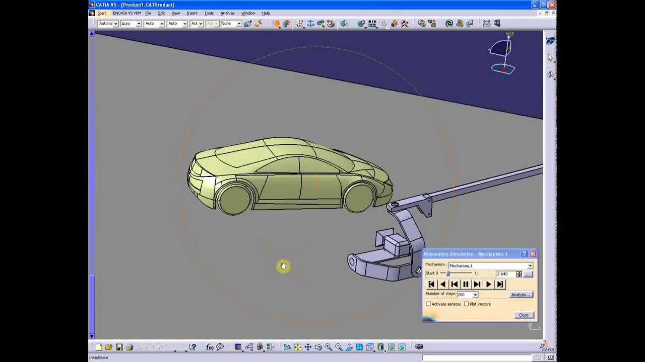 CATIA V5 Camera crane motion simulation in DMU kinematics workbench ...