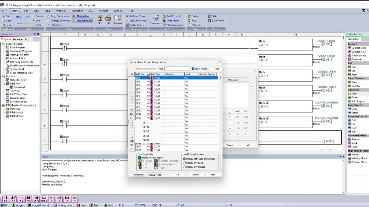 Click PLC Lab7 MATH Functions - YouTube