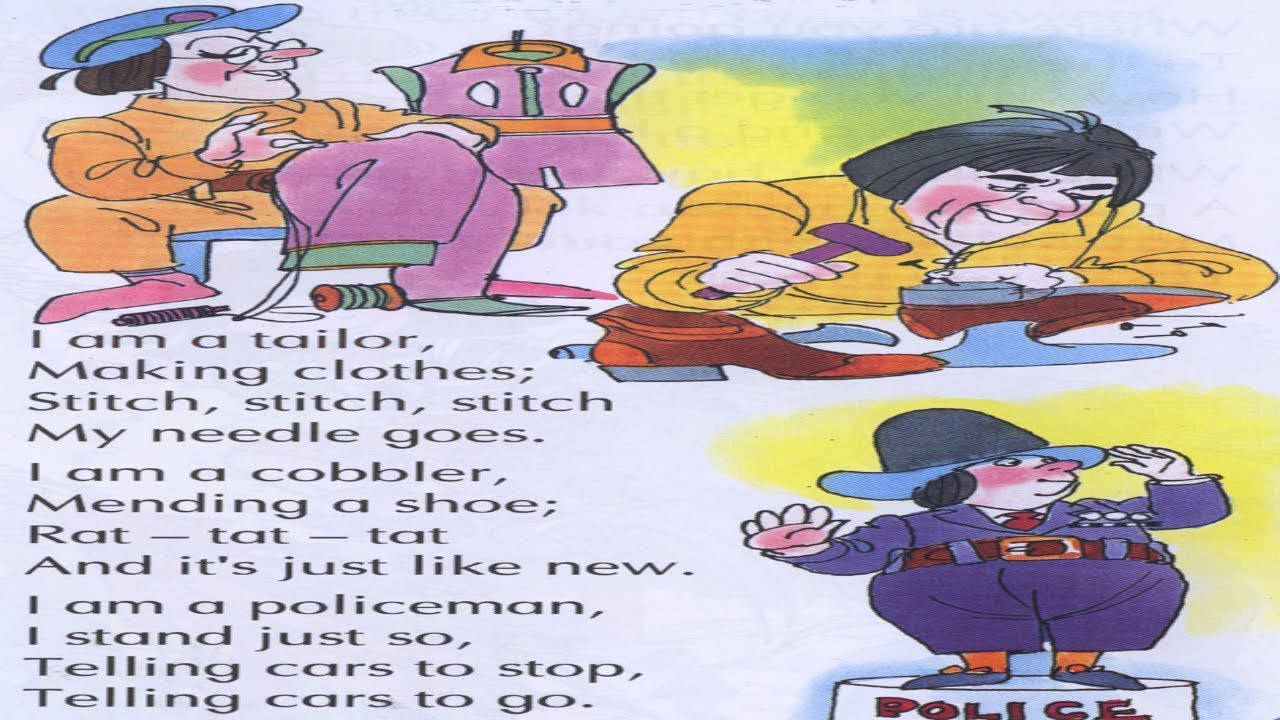 Kids poems | A Tailor, Cobbler, Policeman by Jr.kg Boy - YouTube