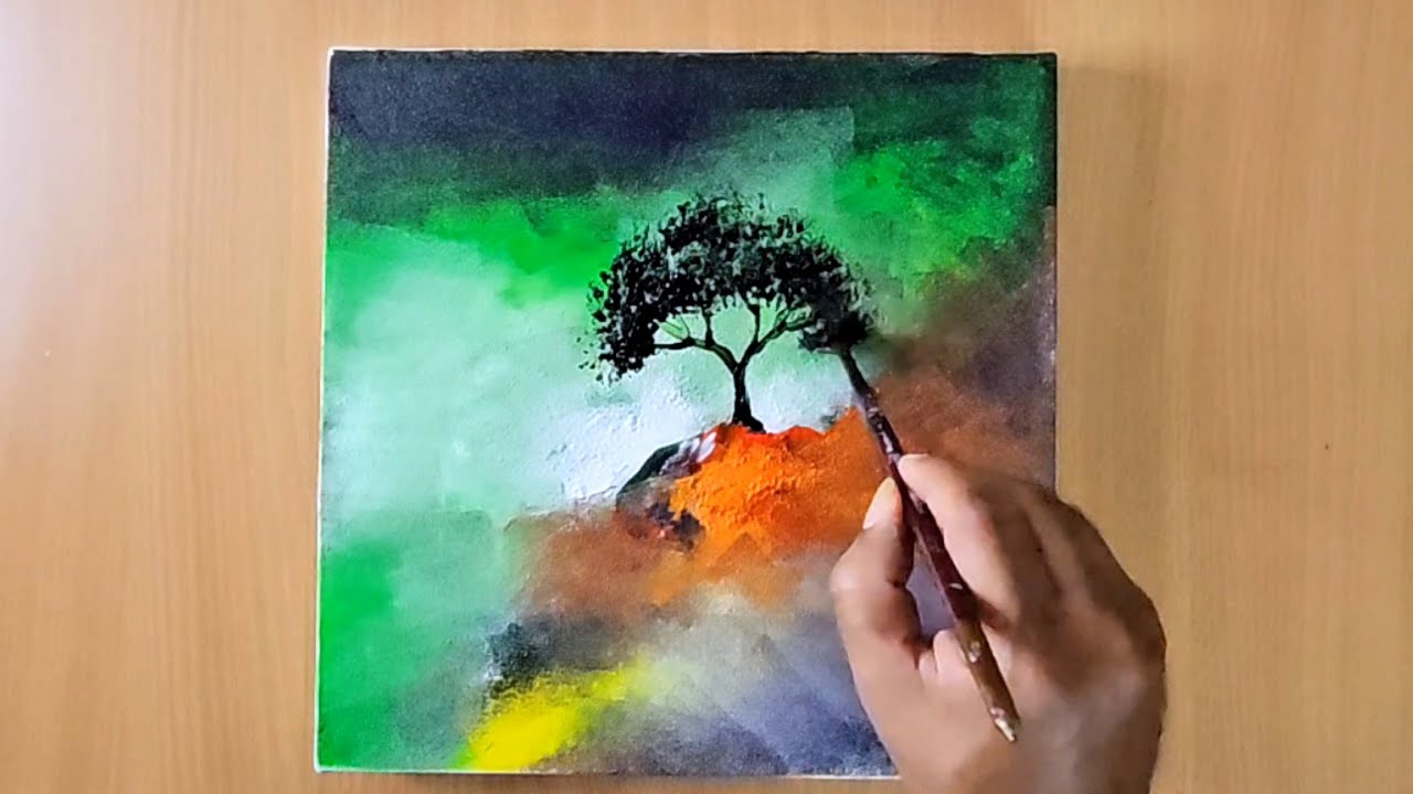 Easy Abstract Landscape Painting / Acrylic Painting Technique / Step By ...