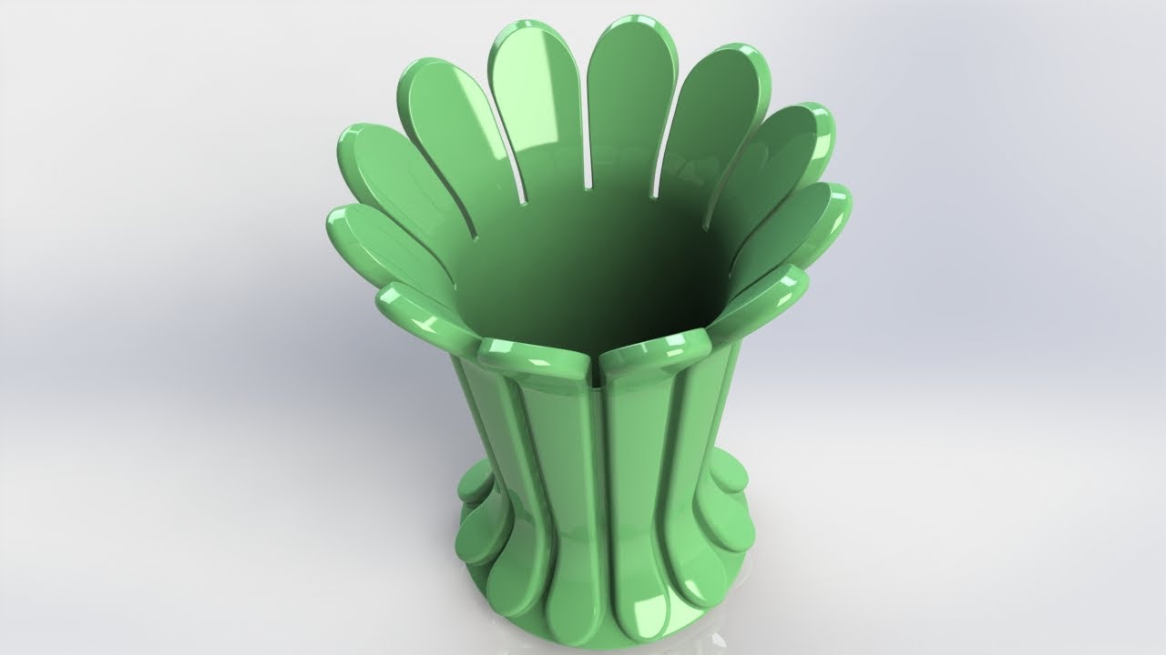 Solidworks: flower vase (18) - YouTube