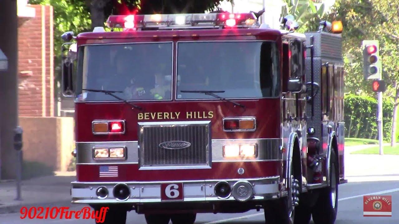 Beverly Hills Fire Dept. Engine 6 Responding (Q & Horn) - YouTube
