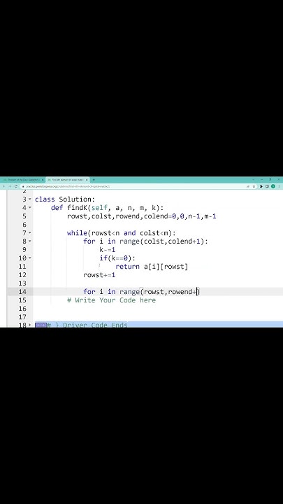 DAY 2 -Find kth element of spiral matrix | PYTHON | Geeksforgeeks |11 july - YouTube