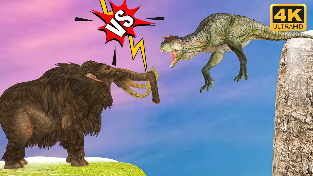 Mammoth VS Dinosaurs | Animal Fight Cartoon | Giant mammoth Animal ...
