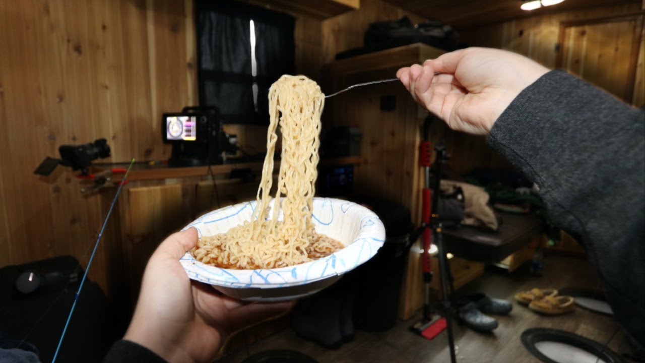 Cooking Gourmet Ramen in Off-Grid Cabin (ICE FISHING) - YouTube