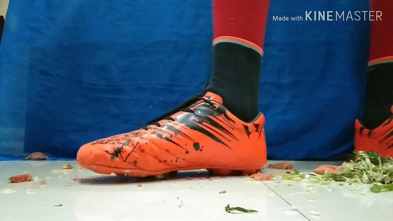 Crushing food with cleats - YouTube