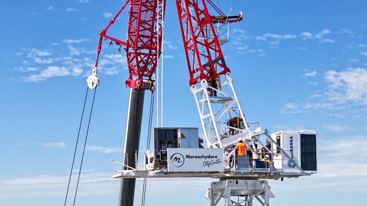 First tower crane assembled at SOL by Walker - YouTube