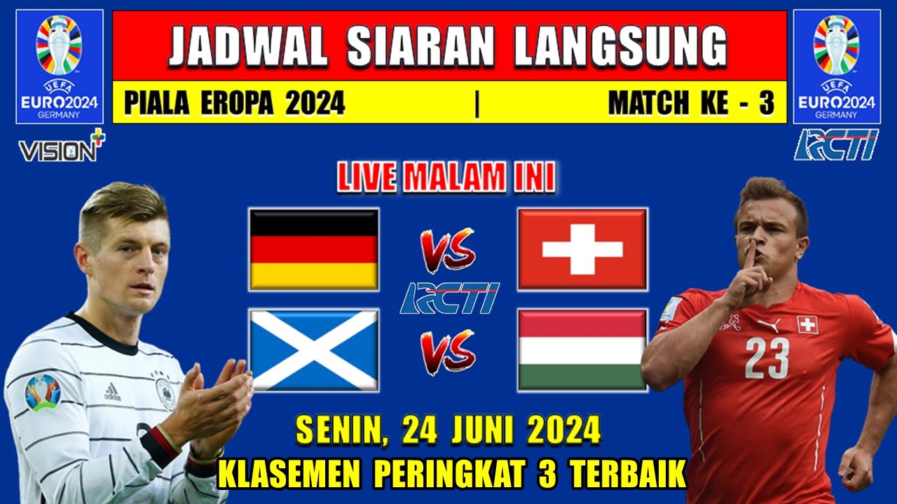 JADWAL SIARAN LANGSUNG PIALA EROPA MALAM INI MINGGU 23 JUNI 2024 ...