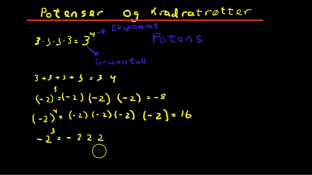 Potenser og kvadratrotter - YouTube