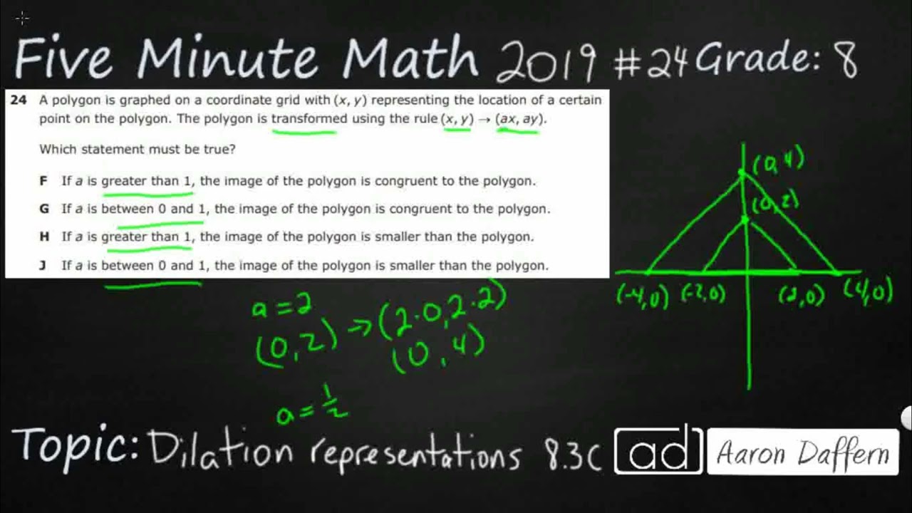 8th Grade STAAR Practice Dilation Representations (8.3C - #8) - YouTube