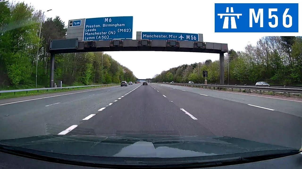 M56 Motorway - J10 (A49 Warrington) to J9 (M56/A50 Lymm) - YouTube