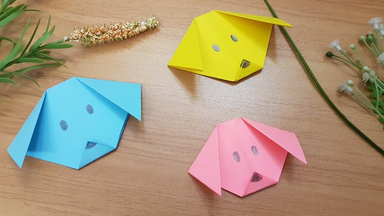 How to make a Paper Dog Face - Origami for Kids - YouTube
