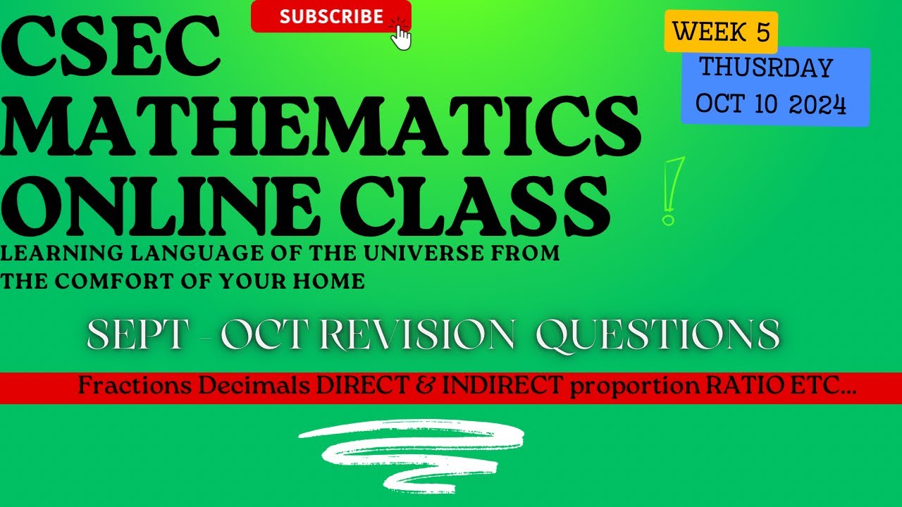 CSEC ONLINE REVISION MATH CLASS WITH QUESTIONS FROM EACH TOPIC IN SEPT ...