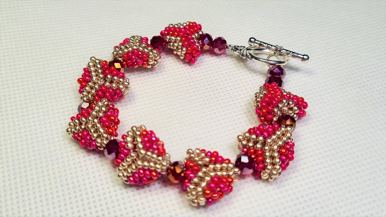 Beaded bracelet with twisted triangle - YouTube