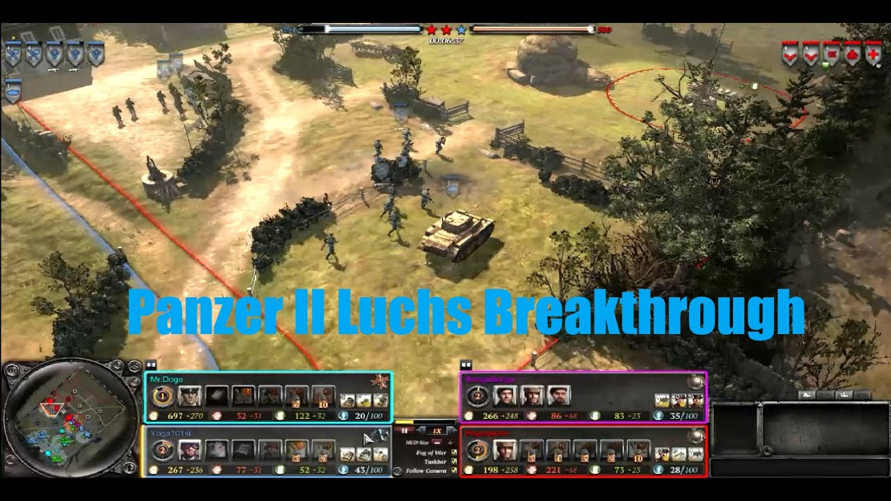 Panzer II Luchs Breakthrough | Company Of Heroes 2 (PVP 3v3) - YouTube