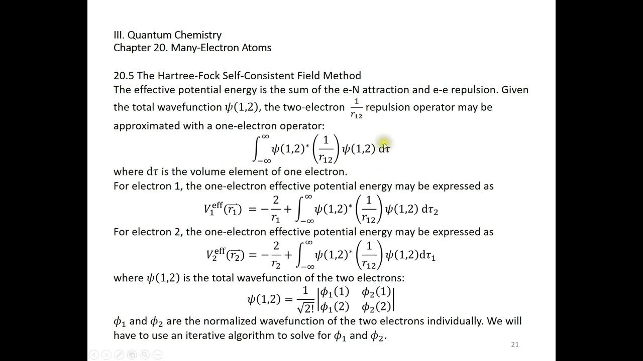 20 5 The Hartree-Fock Self-Consistent-Field Method - YouTube
