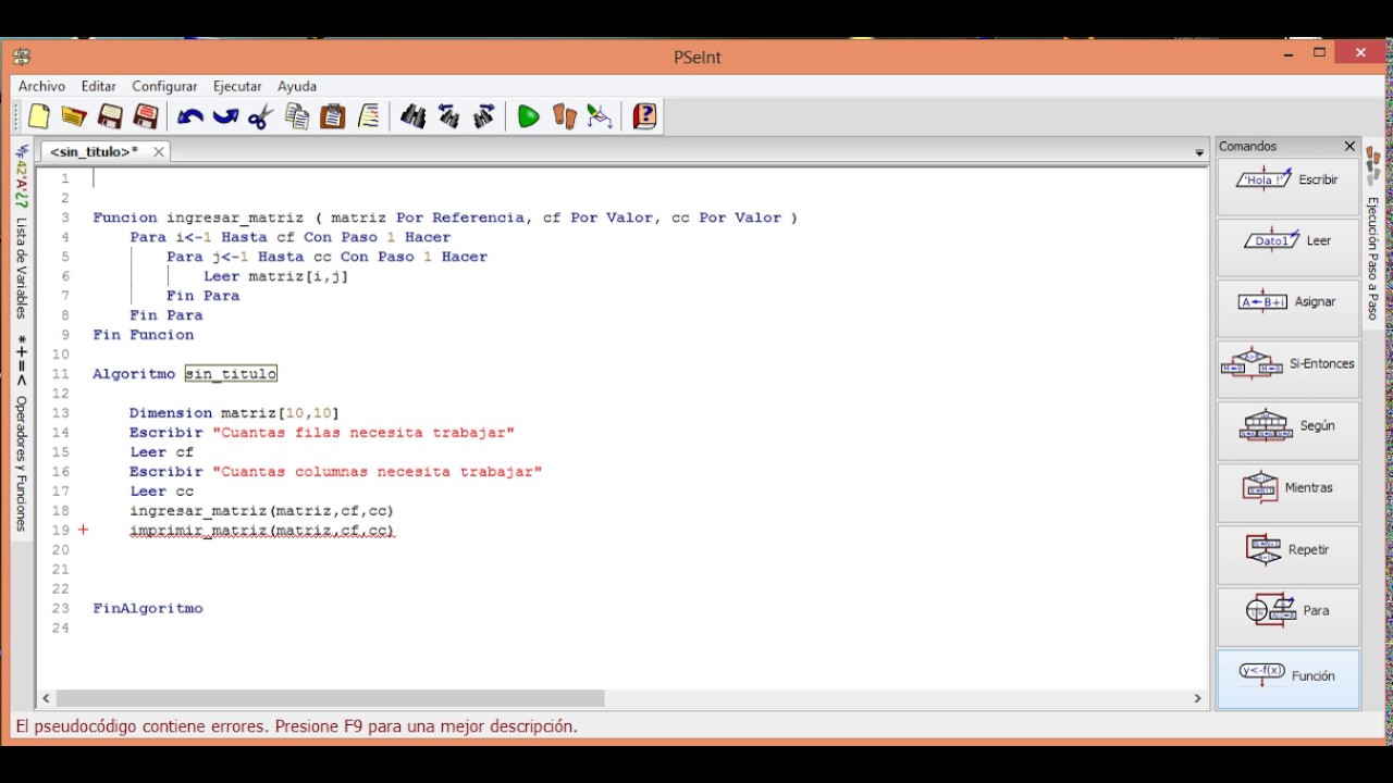 17 pseint matriz ingresar imprimir - YouTube