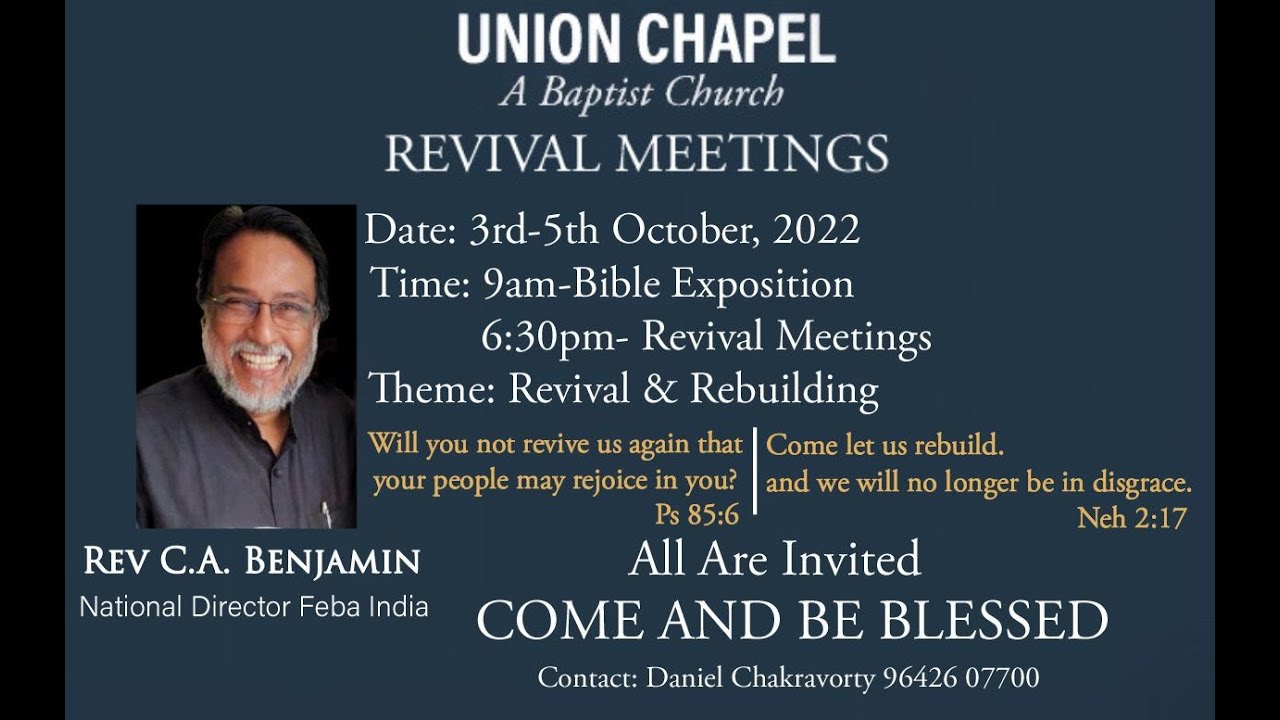 REVIVAL MEETINGS || Rev.C.A.BENJAMIN || FEBA INDIA || 03 OCT 2022 ...