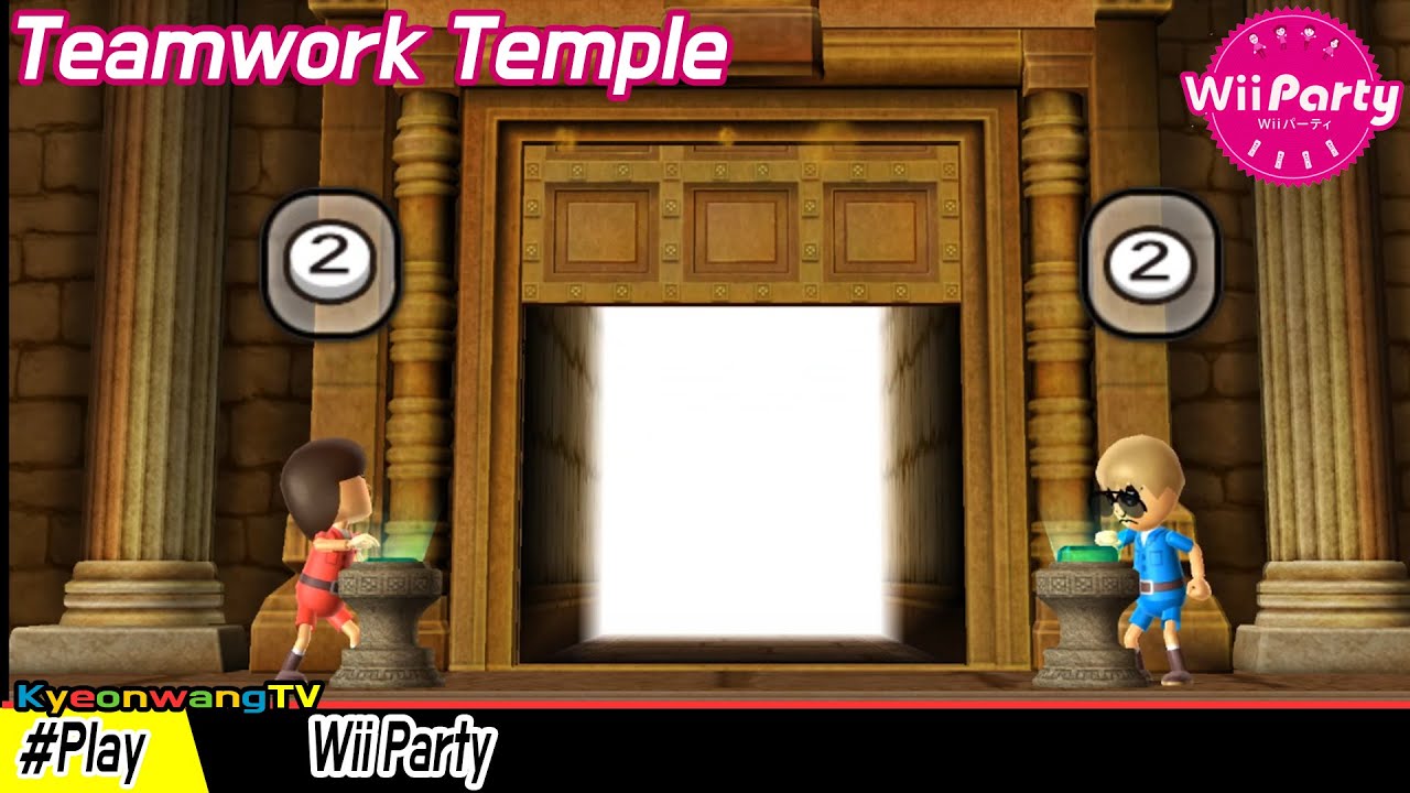 Wii Party - Mini game continuous play! ( Teamwork Temple ) Let's Start ...