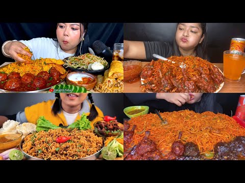 ASMR EATING SCHEZWAN NOODLES MANCHURIAN CHICKEN LOLLIPOP MAGGI EATING SHOW EATING VIDEOS 