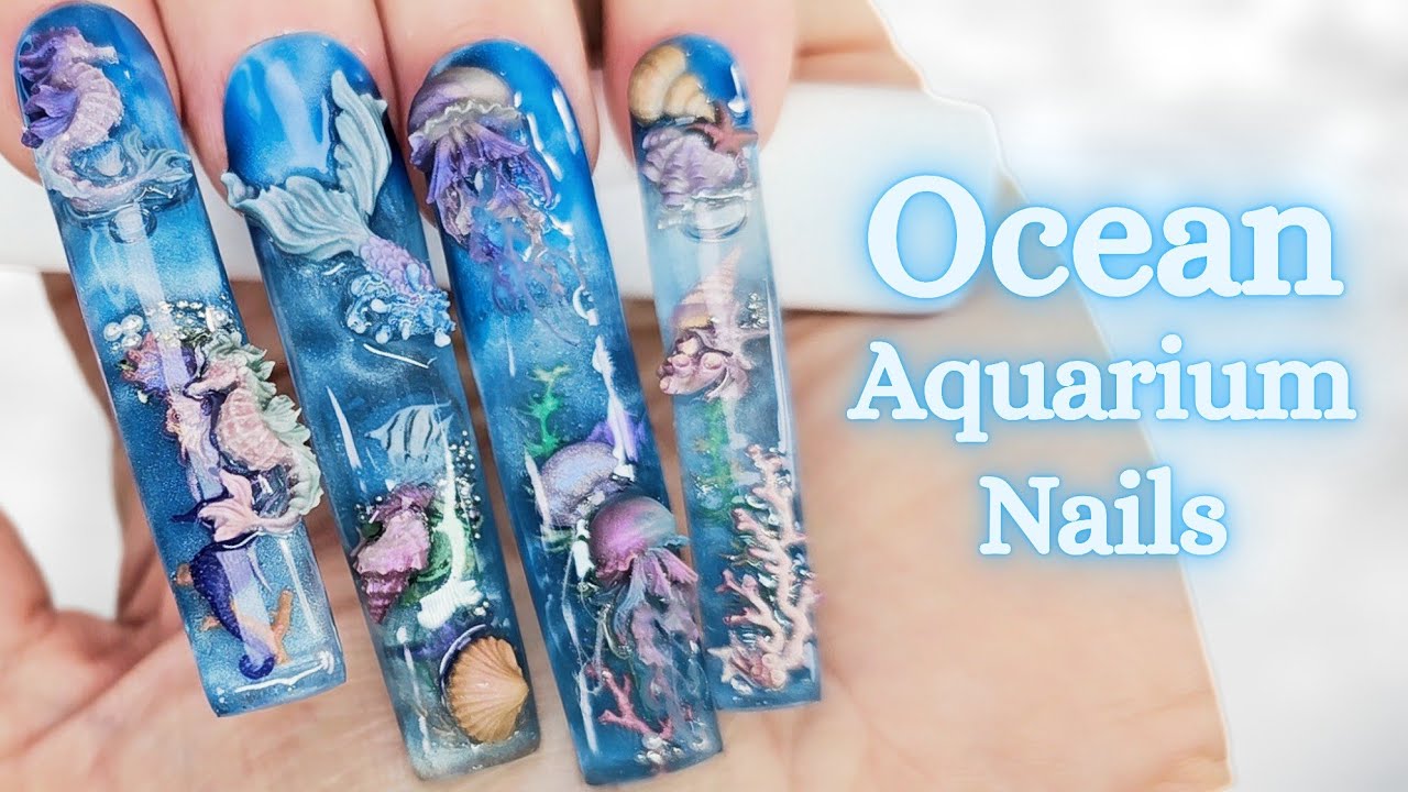 Step By Step Beginner Tutorial~Create Stunning 3D Aqua Nails - YouTube
