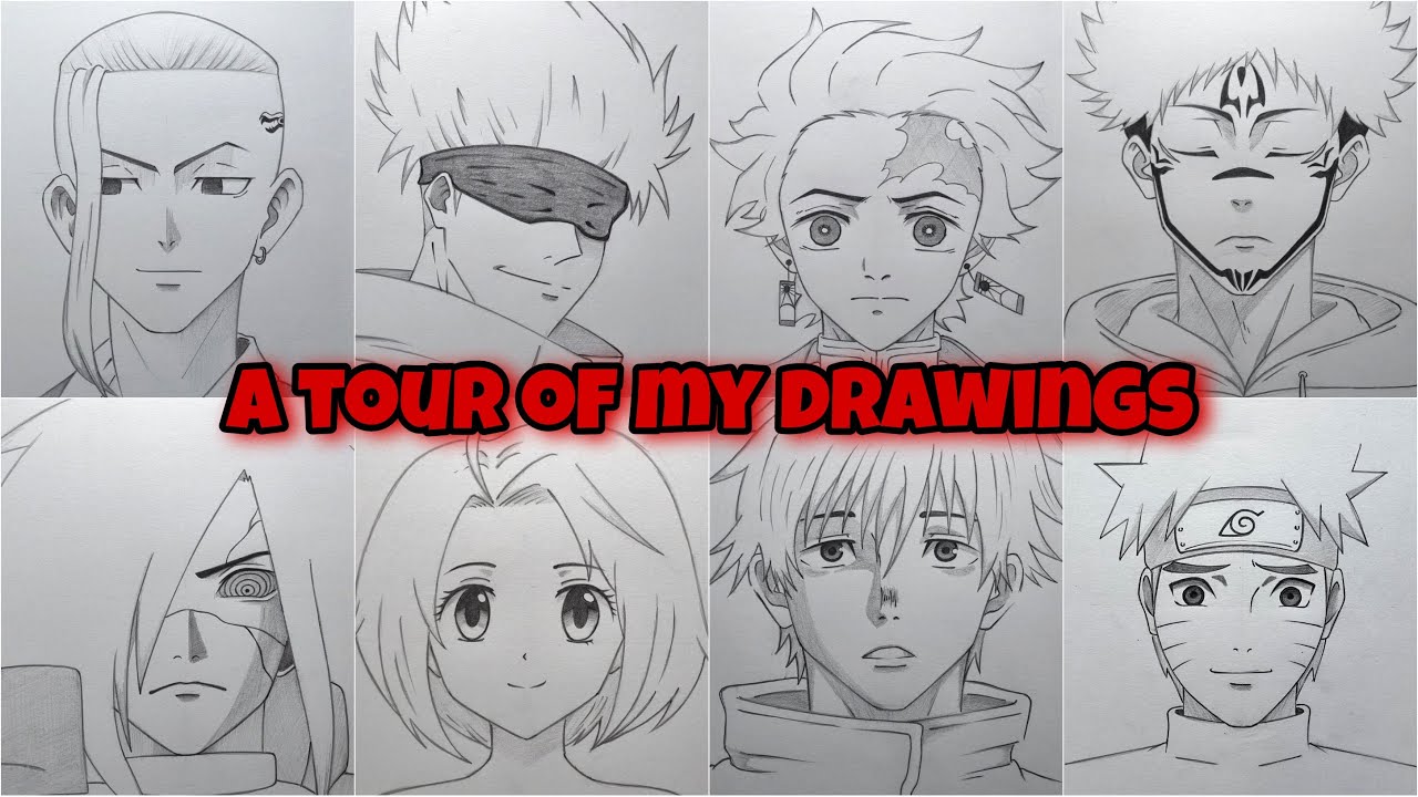 A tour of my drawings of anime characters - YouTube