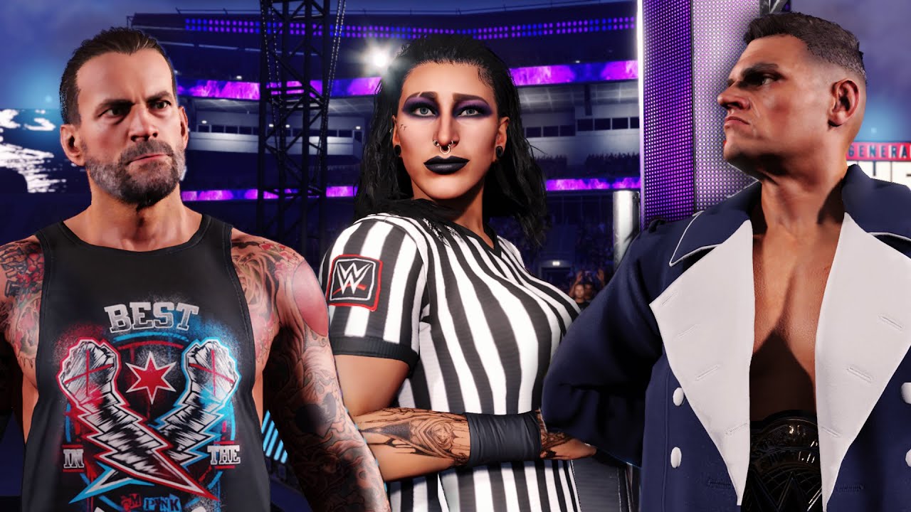 WWE 2k25: Rhea Ripley special referee, CM Punk vs Gunther #mixed # ...