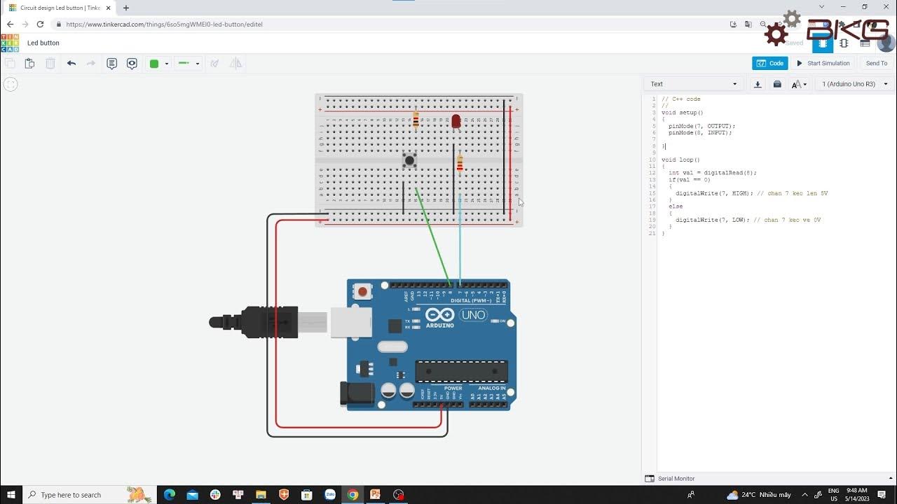 Bài 2. Lập trình đèn Led, nút nhấn với Arduino - YouTube