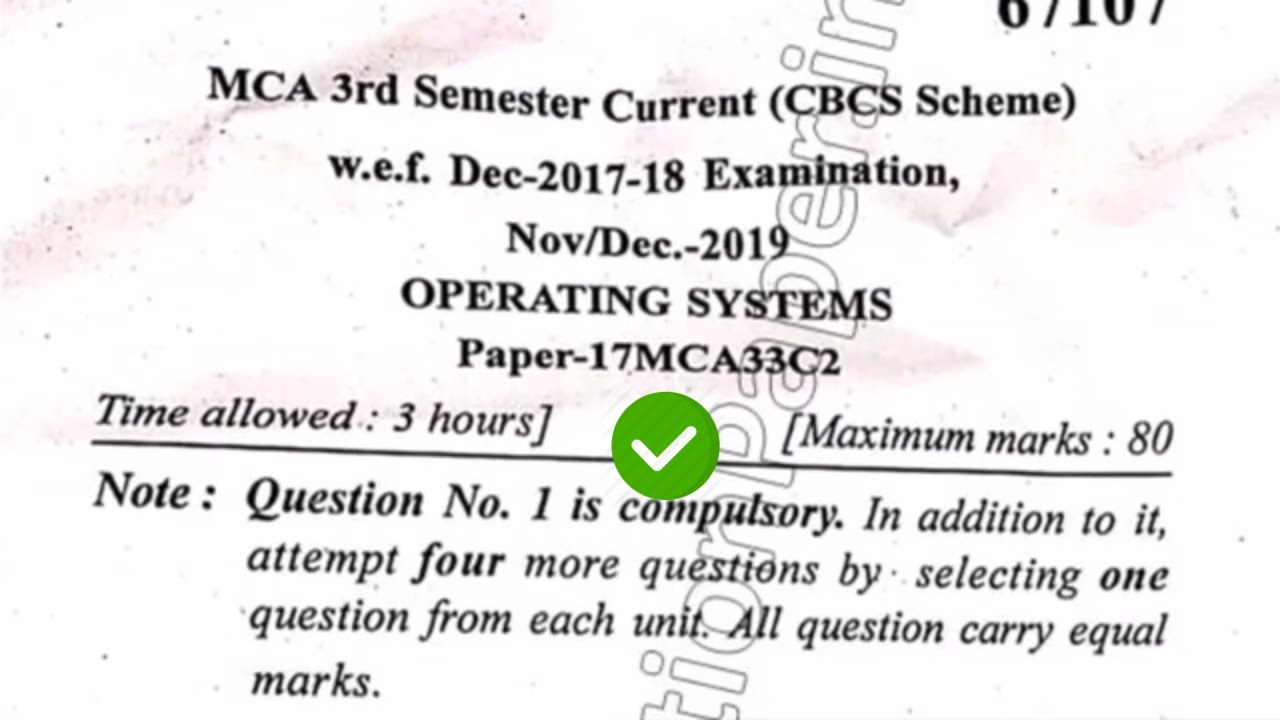 2019 Mdu MCA 3rd Sem Operating System Question Paper - YouTube