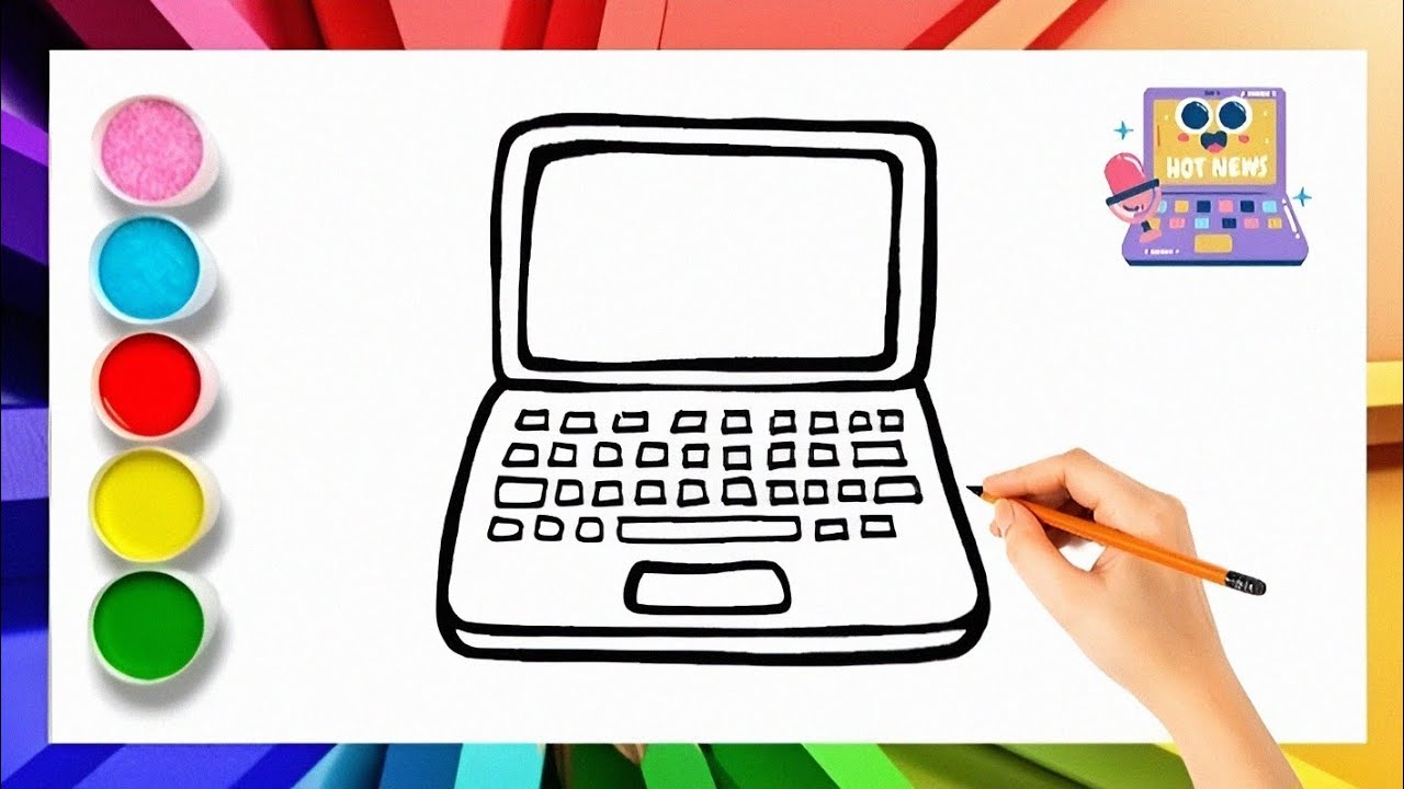 Laptop Drawing, Painting, Coloring for Kids and Toddlers | Learn How to ...