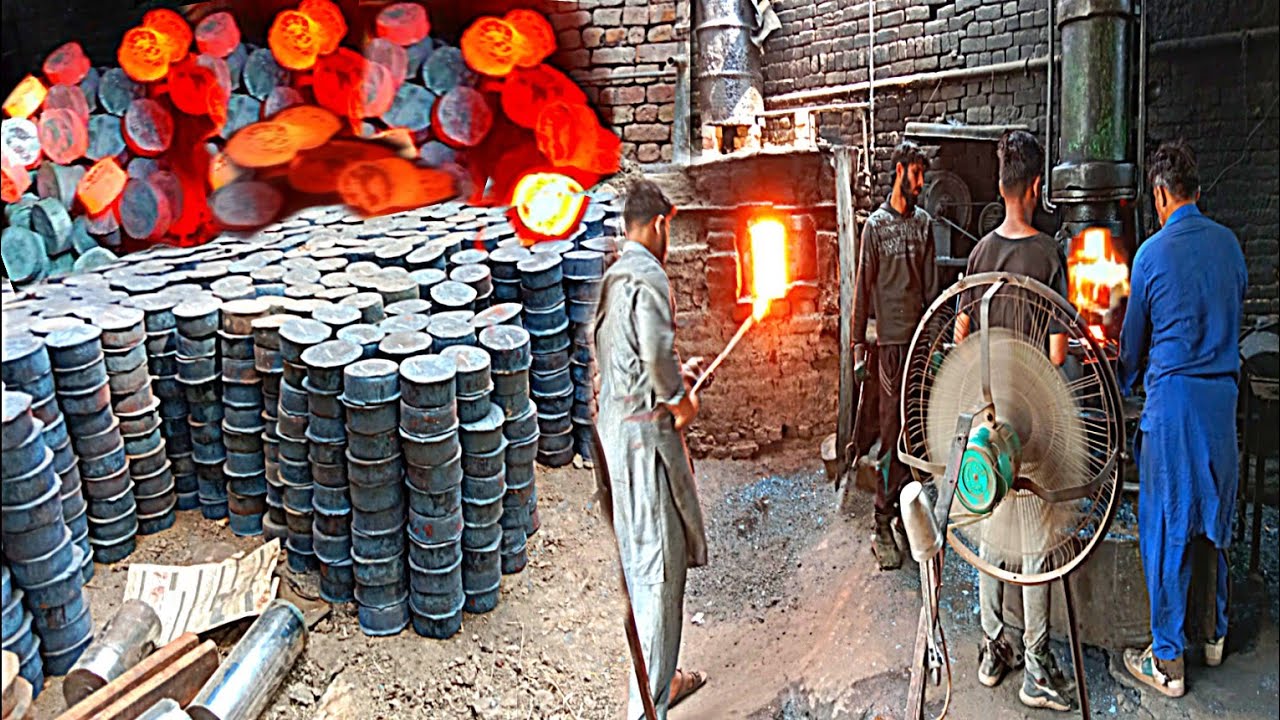 wonderful process of making round iron parts from train rails .make ...