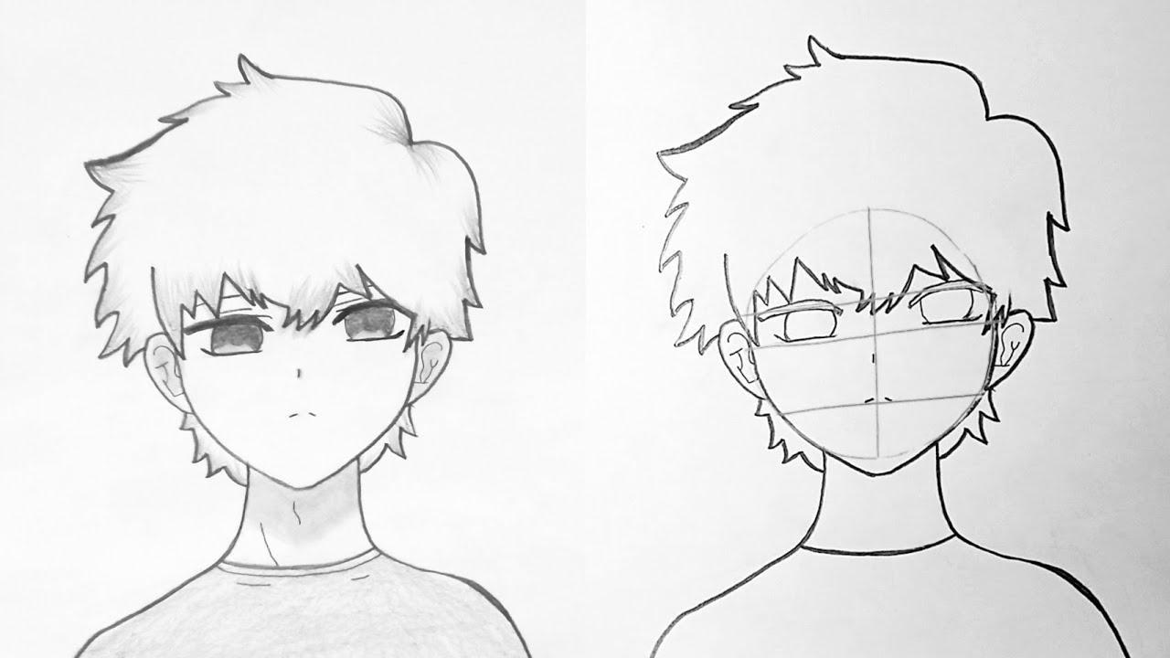 anime sketch | drawing anime boy easily | tutorial step by step - YouTube