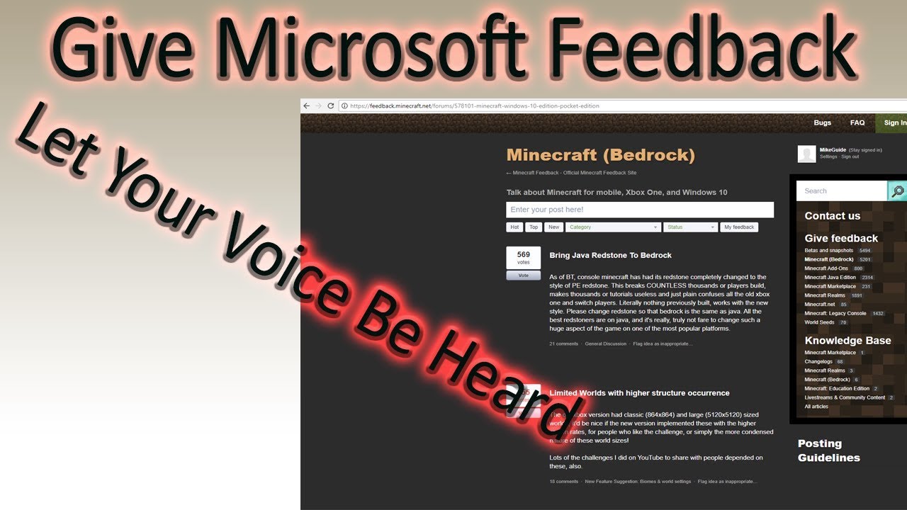Minecraft Better Together- Give Your Feedback To Microsoft! - YouTube