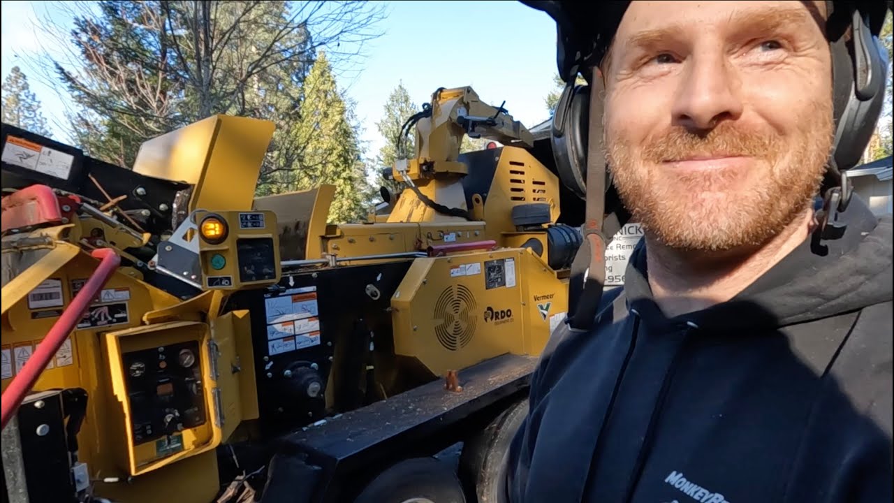 Hungry Wood Chipper Gobbles Whole Tree - YouTube