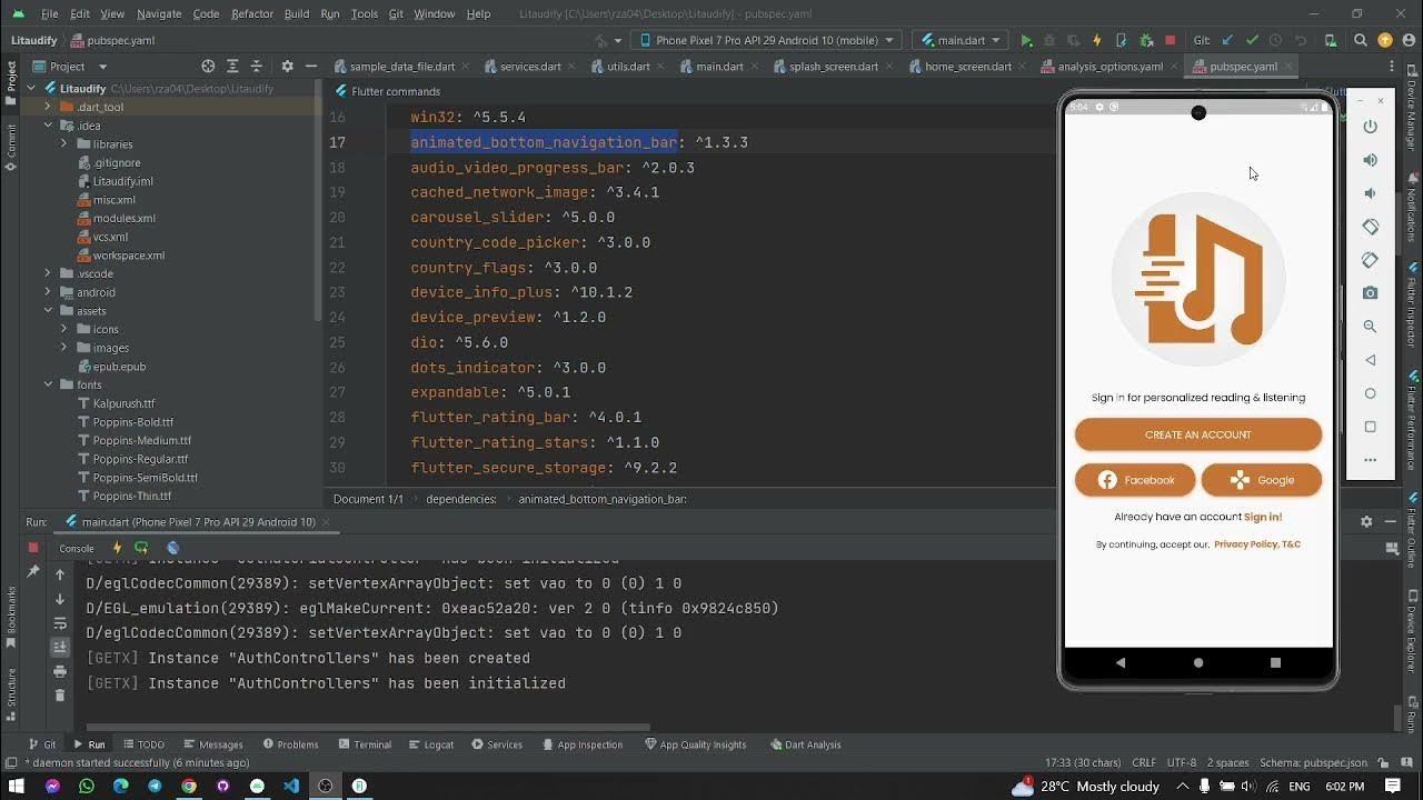 How to open flutter source code in android studio | Litaudify pdf Reader & Audio Book Listener ...