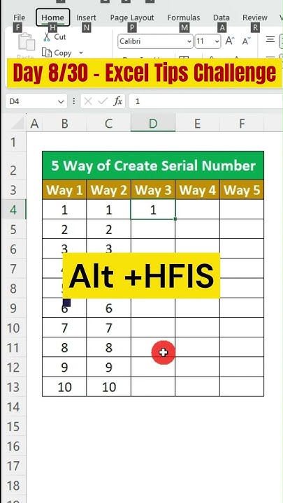 Day 8/30 - Master Excel Series: 5 Creative Serial Number Techniques #exceltips #30dayschallenge ...