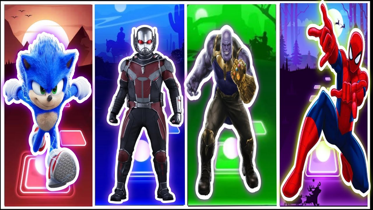 Sonic 🆚 Ant man 🎮 Thanos 🆚 Spiderman Tiles Hop EDM Rush 🏆 DanceofTiles ...