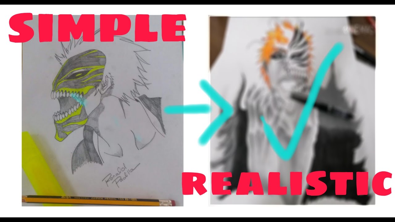 Paano Magdrawing ng Realistic anime (BLEACH itchigo) How to draw ...