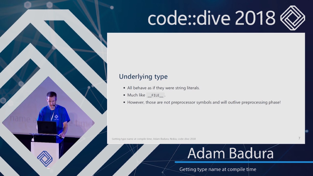 Getting type name at compile time - Adam Badura - code::dive 2018 - YouTube