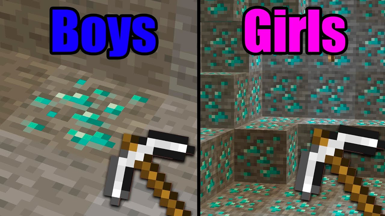 how boys and girls mine diamonds? - YouTube