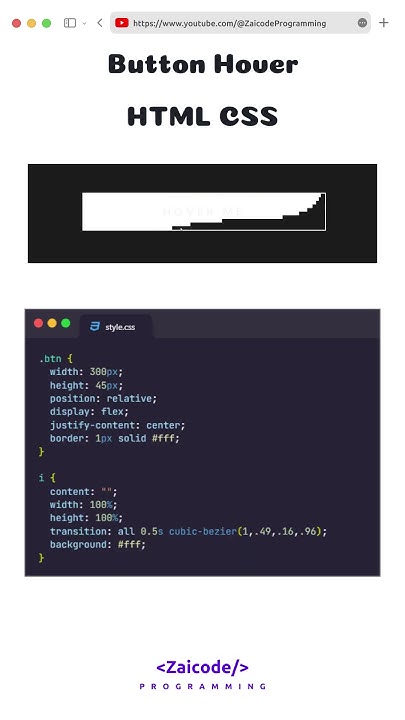 Button Style Hover Htmlcss Css Html Hovereffect Buttonhovereffect Zaicode Programming