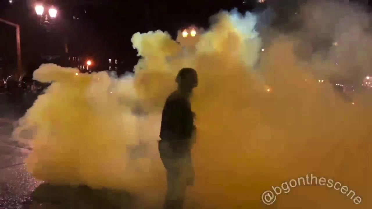 Fireworks Land Near Police as Riot Declared in Portland - YouTube