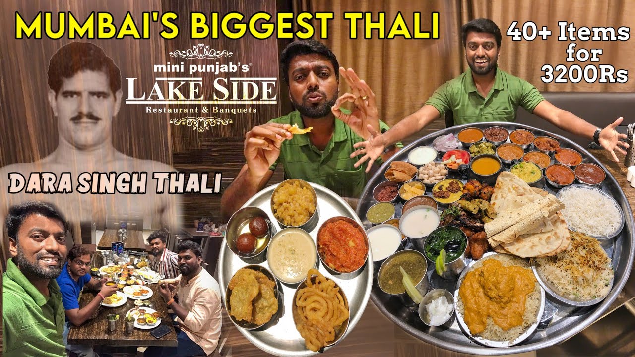 DARA SINGH THALI - 38 Items in 1 Plate | Biggest Indian Thali - Mini Punjab Mumbai | DAN JR ...