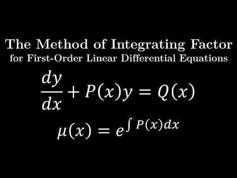 SOLUTION TO FIRST ORDER LINEAR DIFFERENTIAL EQUATIONS USING INTEGRATING FACTORS - YouTube
