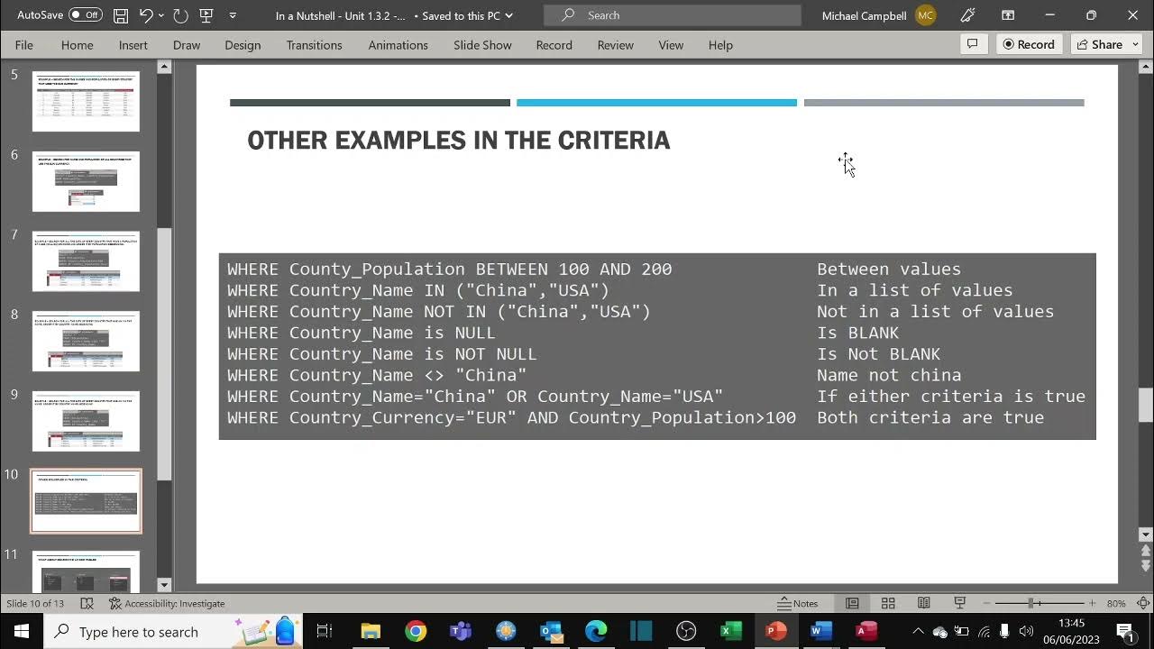 H446 - In a Nutshell - 1.3.2 - Databases SQL Part 1 - YouTube